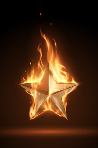 Gold celebration star and banner Royalty Free Vector Image