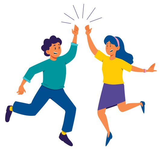 Two different colored hand giving a high five Vector Image