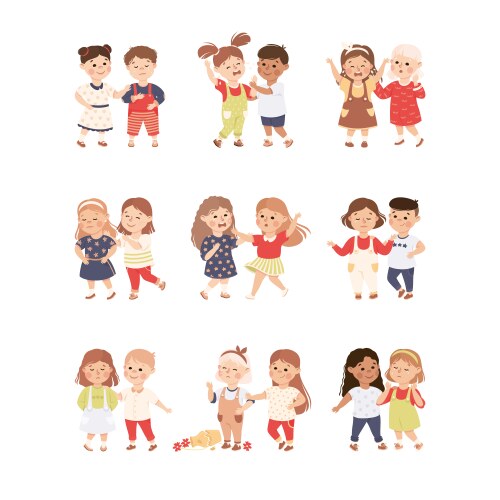Multicultural little kids standing together Vector Image