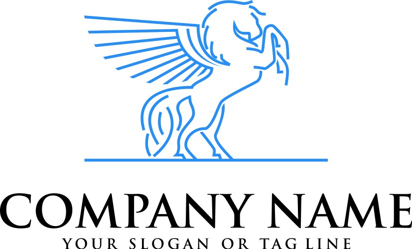 Blue horse pegasus logo Royalty Free Vector Image