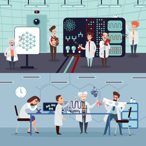 Scientific futuristic laboratory research flat Vector Image