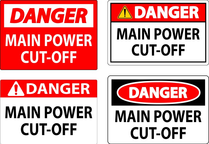 Danger sign main power cut-off Royalty Free Vector Image