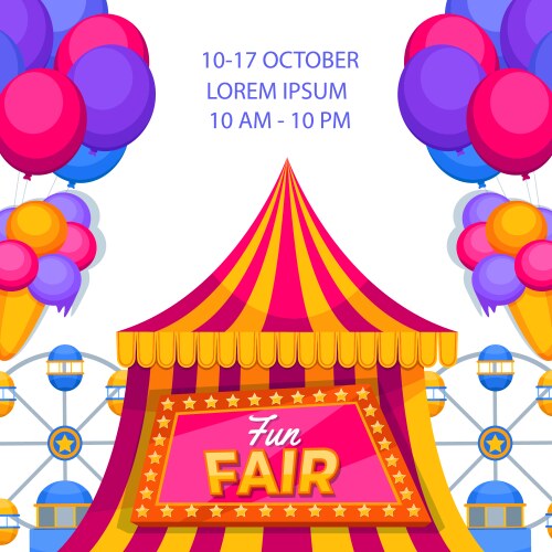 Funfair festival amusement park posts set Vector Image