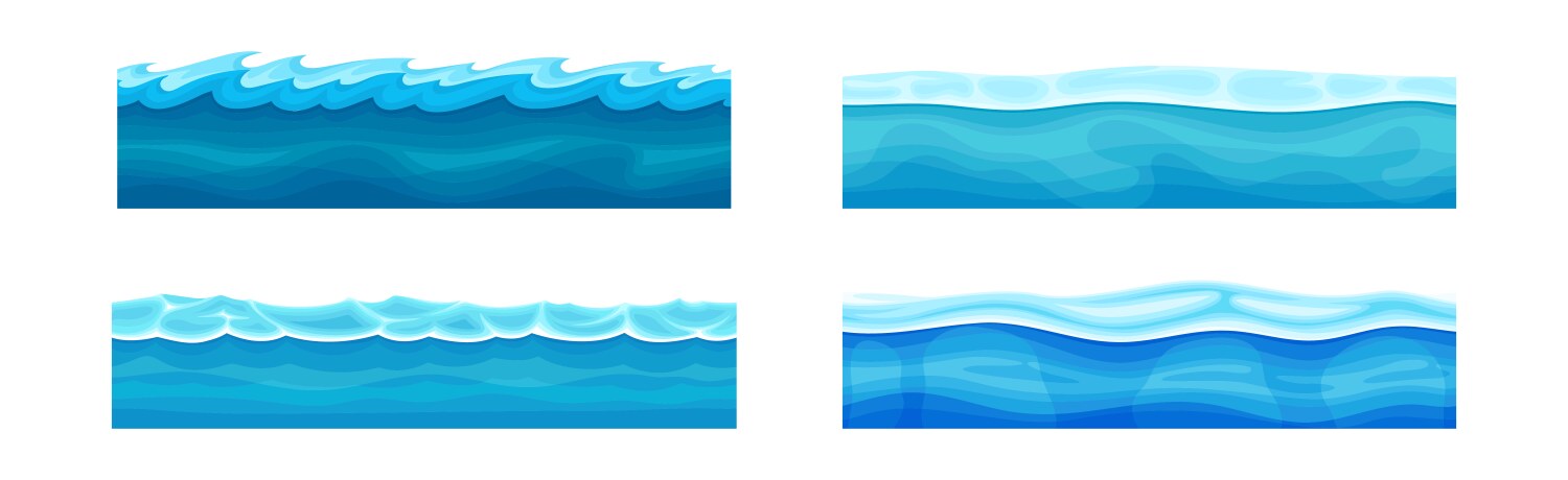 Seamless water and ocean layers for game Vector Image