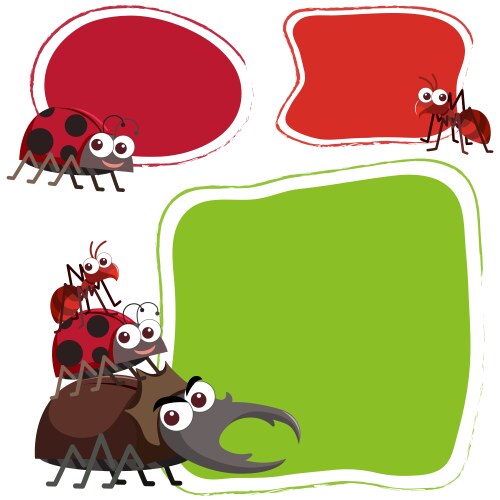 Border template design with insects in garden Vector Image