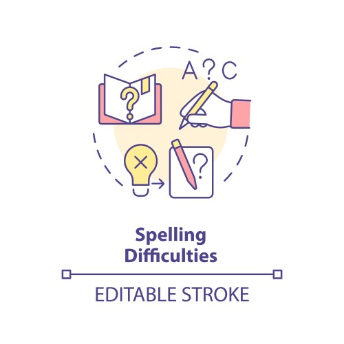 2d colorful spelling difficulties icon Royalty Free Vector