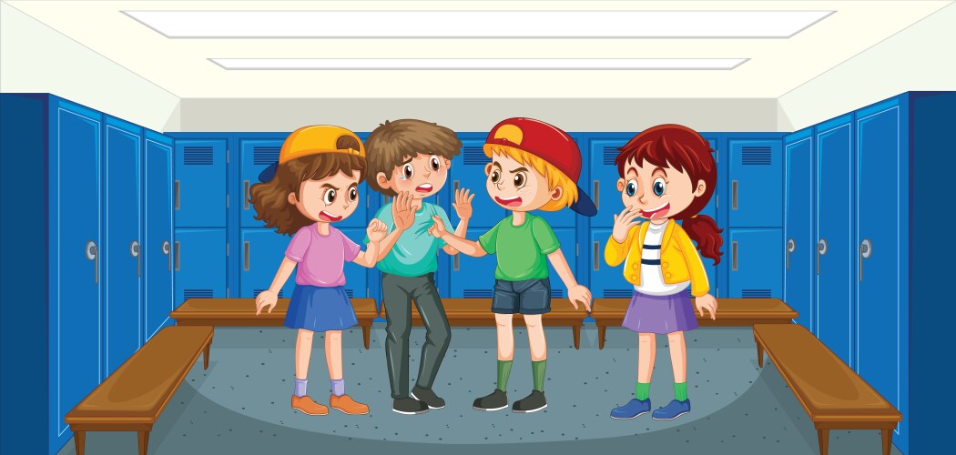 Bullying kids school scene Royalty Free Vector Image