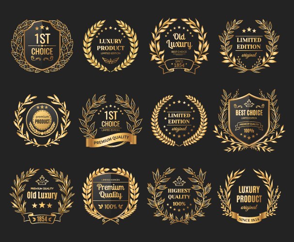 Awards emblems realistic set Royalty Free Vector Image