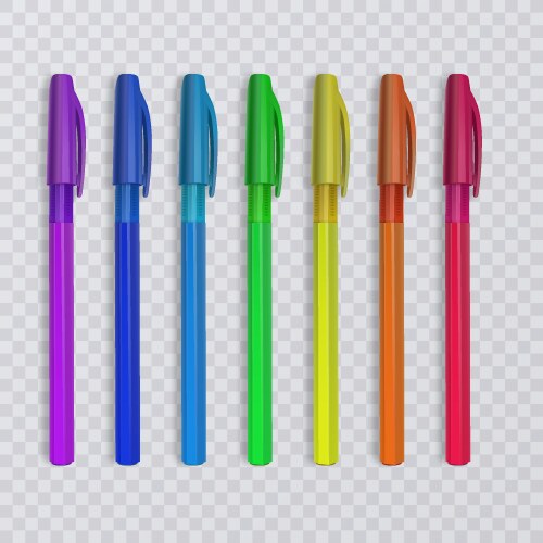 Realistic pens with rainbow colors Royalty Free Vector Image