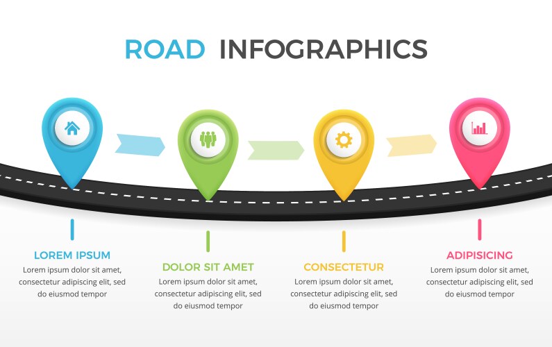 Road infographics Royalty Free Vector Image - VectorStock