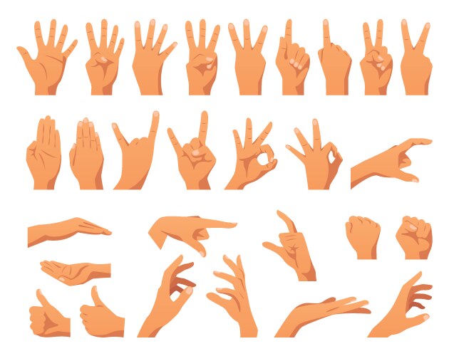 Flat hand gestures pointing human finger gesture Vector Image