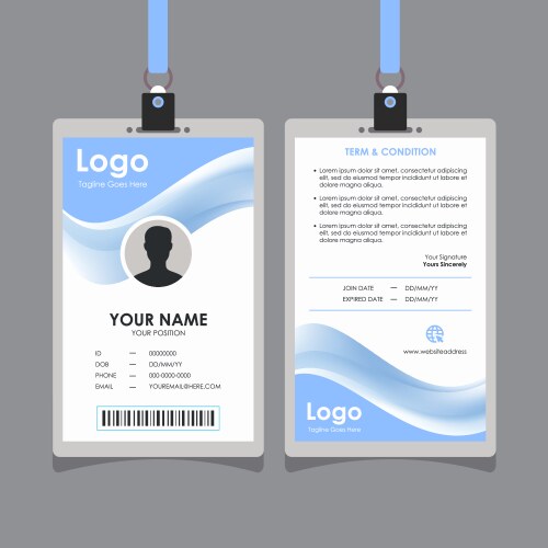 Abstract stylish blue wave id card design Vector Image