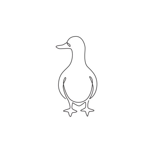 One single line drawing cute funny white duck Vector Image