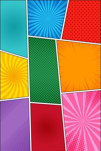 Empty comic page mockup with color background Vector Image
