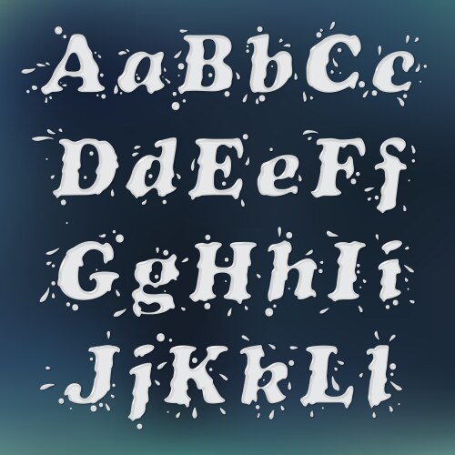 Milk liquid font dairy alphabet viscous letters Vector Image