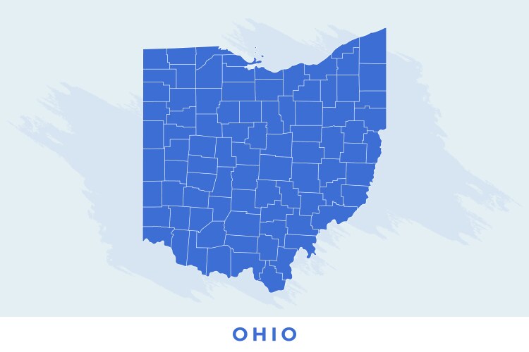 Ohio counties map Royalty Free Vector Image - VectorStock