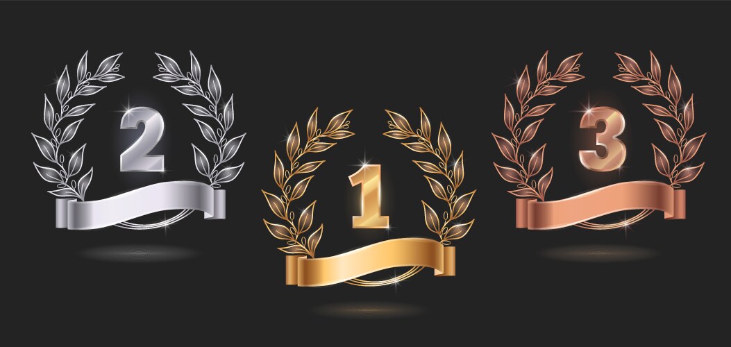 Prize emblems realistic set Royalty Free Vector Image