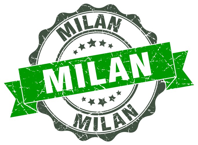 Milan round ribbon seal Royalty Free Vector Image
