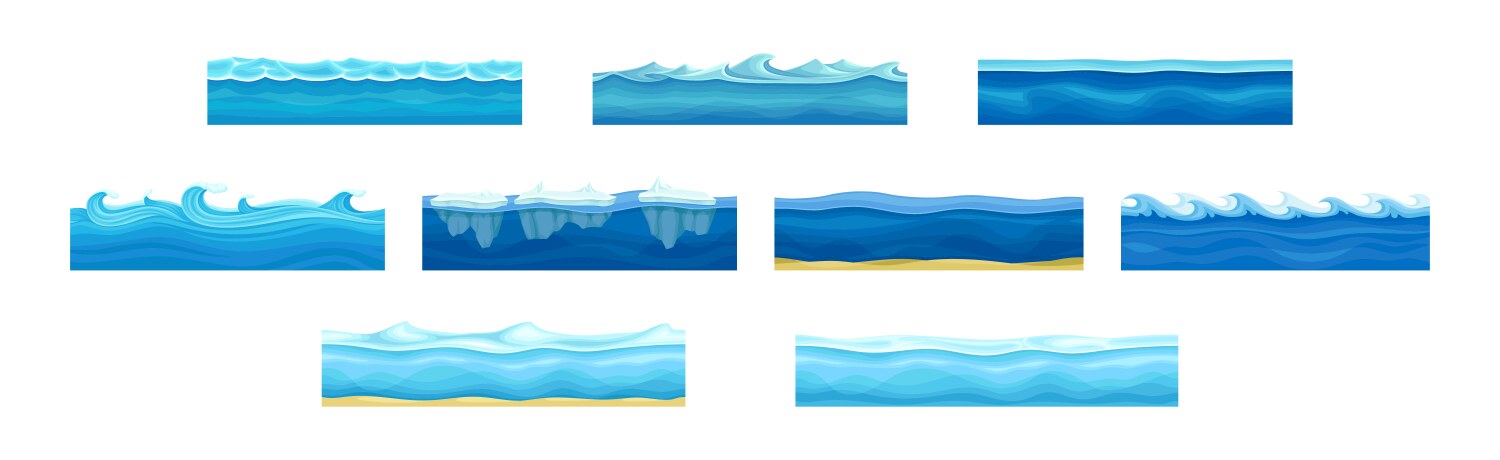 Seamless water and ocean layers for game Vector Image