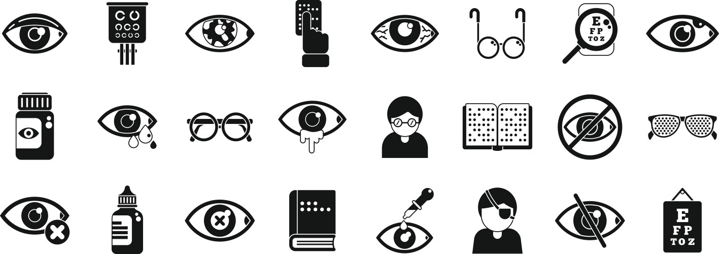 Visual impairment icons set flat blind Royalty Free Vector Visual impairment icons set flat blind Royalty Free Vector