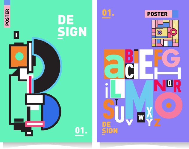 Covers design set with retro style cool geometric Vector Image