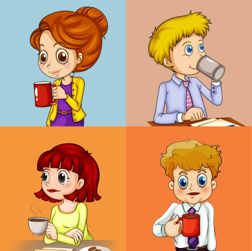 A girl drinking tea Royalty Free Vector Image - VectorStock