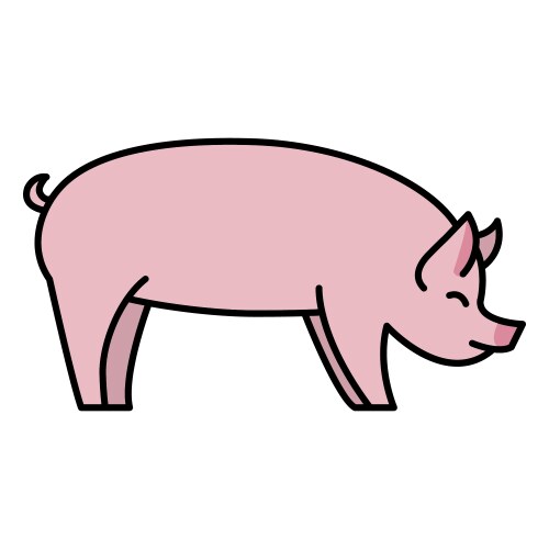Sideways simple stroke pig Royalty Free Vector Image
