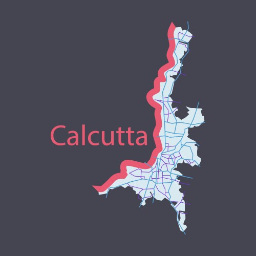 Flat calcutta map city with borders Royalty Free Vector