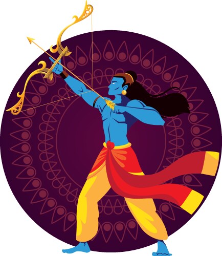 Lord ram cartoon with bow and arrow design Vector Image