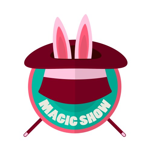 Magic top hat with rabbit ears isolated on white Vector Image
