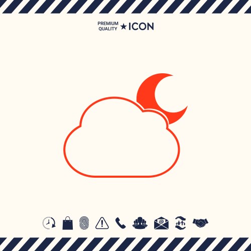 Cloud moon symbol - ico Royalty Free Vector Image