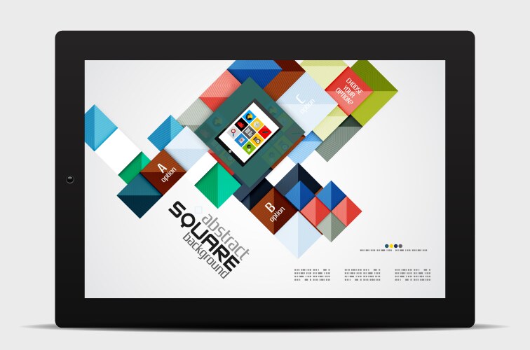 Geometric square shapes and infographic option Vector Image