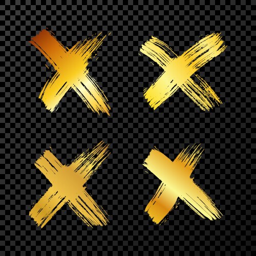 Gold hand drawn cross symbol Royalty Free Vector Image