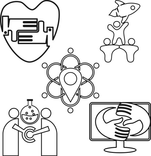 Bell tree gear love commitment teamwork together Vector Image