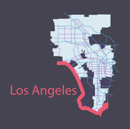 Los angeles map flat style design Royalty Free Vector Image