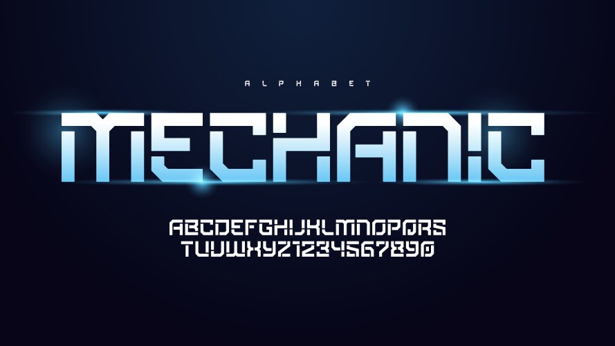 Technology metallic glowing english alphabet Vector Image