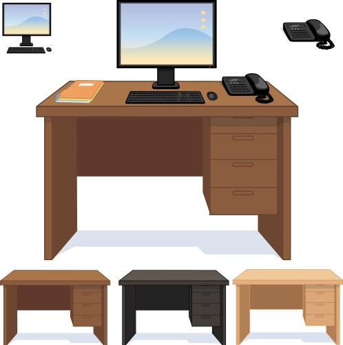 Computer desk icon cartoon style Royalty Free Vector Image