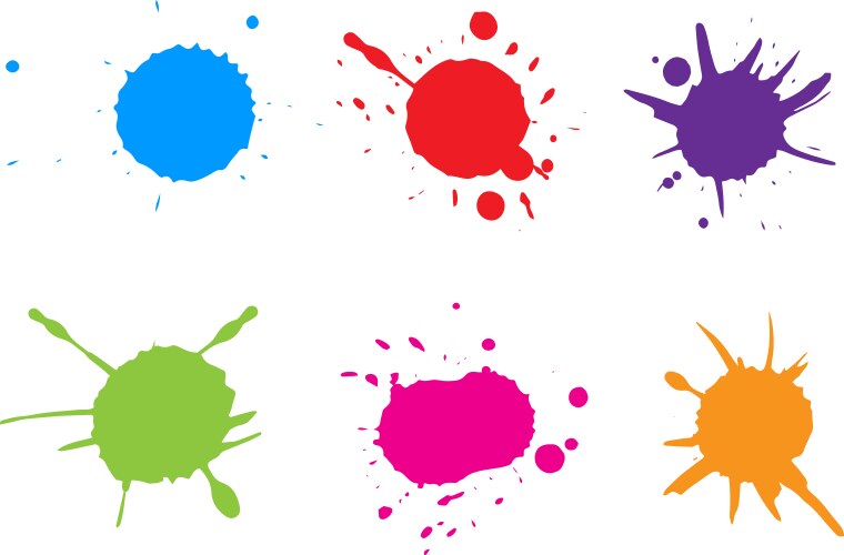 Different collection of colorful paint splash set Vector Image
