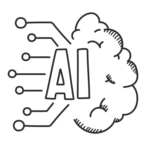 Generative artificial intelligence doodle icon Vector Image