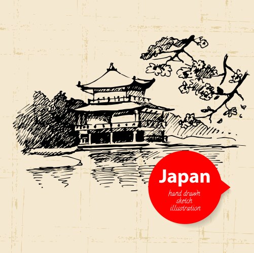 Hand drawn japanese sketch background Royalty Free Vector