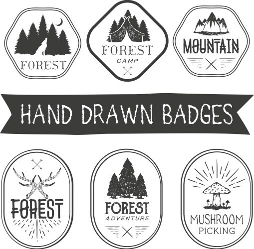 Set of forest theme emblems vintage badges Vector Image