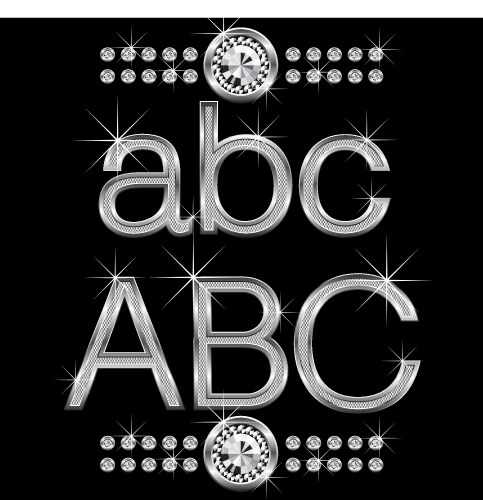 Metallic 3d text effect alphabets and numbers Vector Image