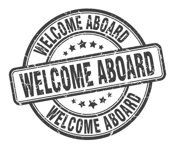 Welcome aboard stamp label Royalty Free Vector Image