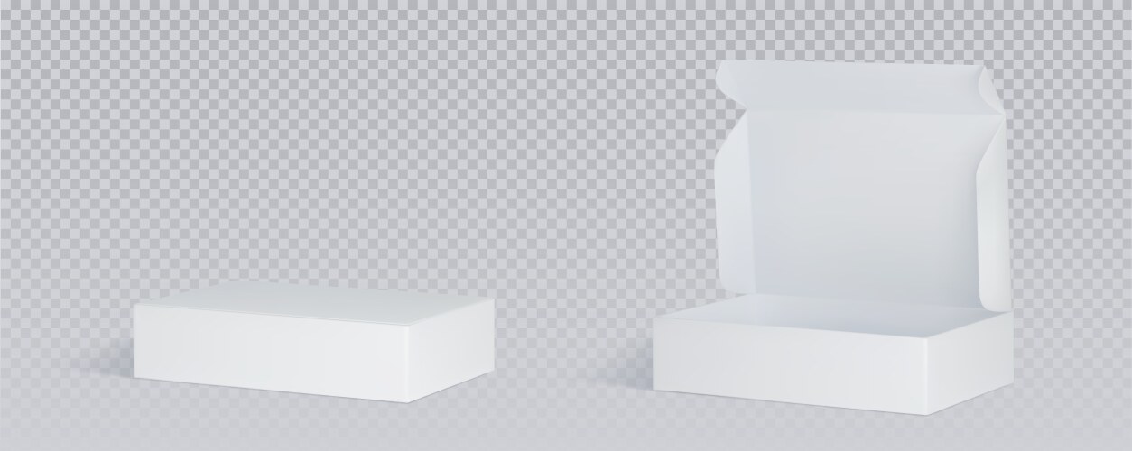 White cardboard box mockup set Royalty Free Vector Image