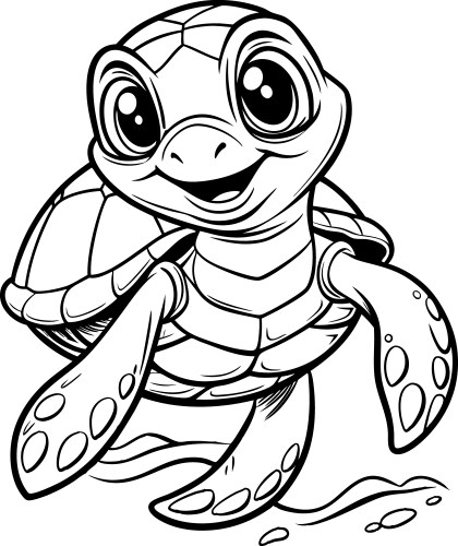 Baby sea turtle coloring page Royalty Free Vector Image
