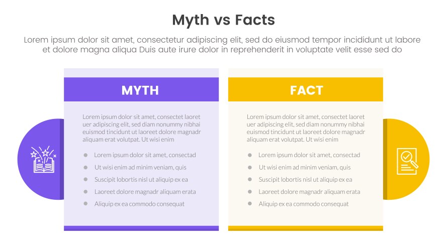 Fact vs myth comparison or versus concept Vector Image