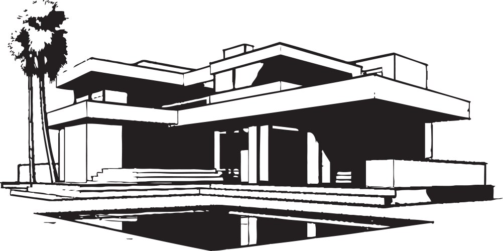 Iconic contemporary villa building structure Vector Image