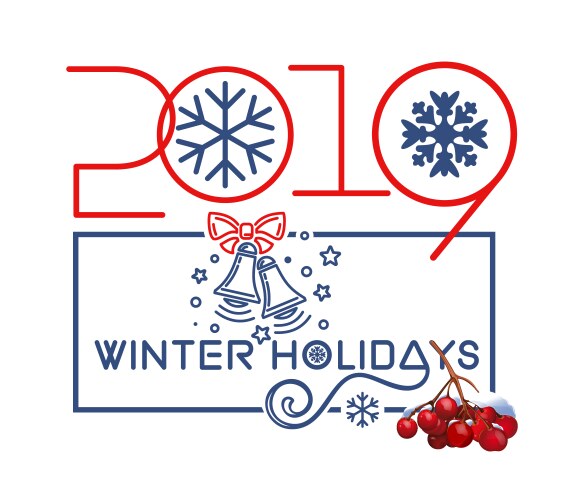 Christmas logo design with rowan branch Royalty Free Vector