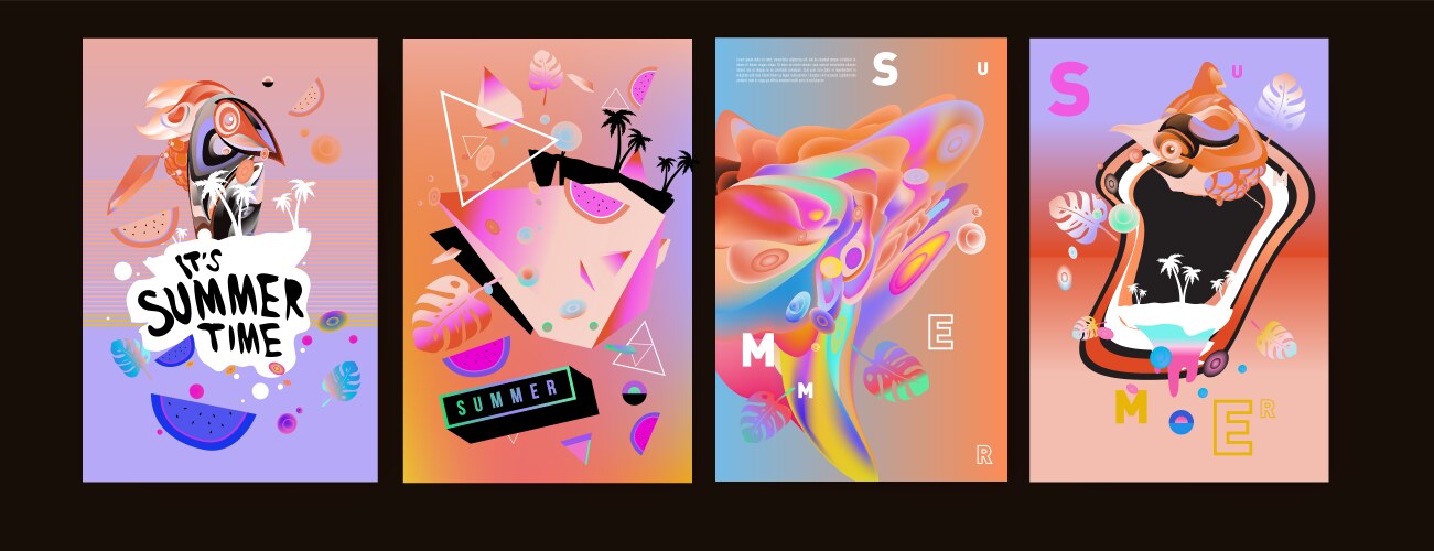 Colorful summer poster set tropical design Vector Image