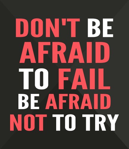 Dont be afraid to fail not try Royalty Free Vector Image